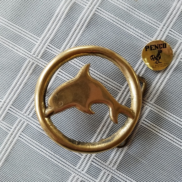 Penco | Accessories | Penco Solid Brass Dolphin Belt Buckle | Poshmark